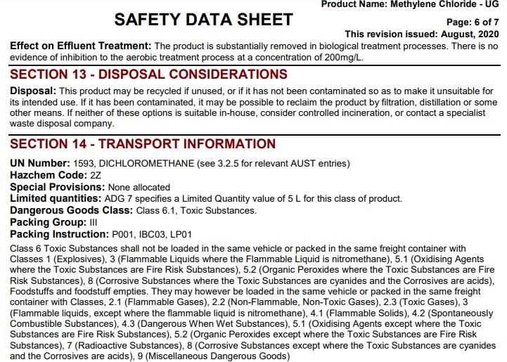 DG Class 6.1: Chemical Toxicity in the Workplace